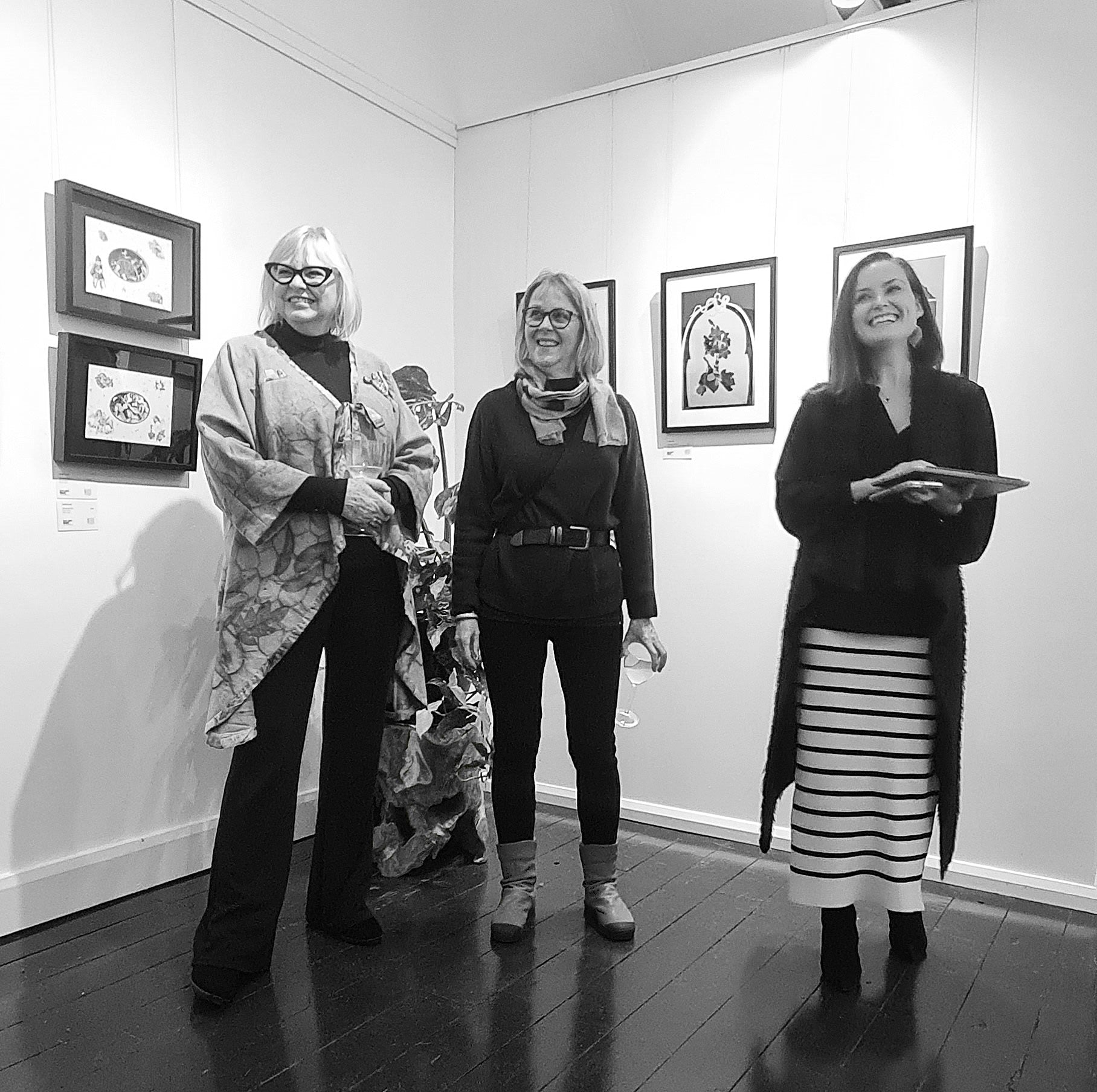 Artists Nadège Lamy and Wendy Murray with Gallery NWC Director Katheri ...