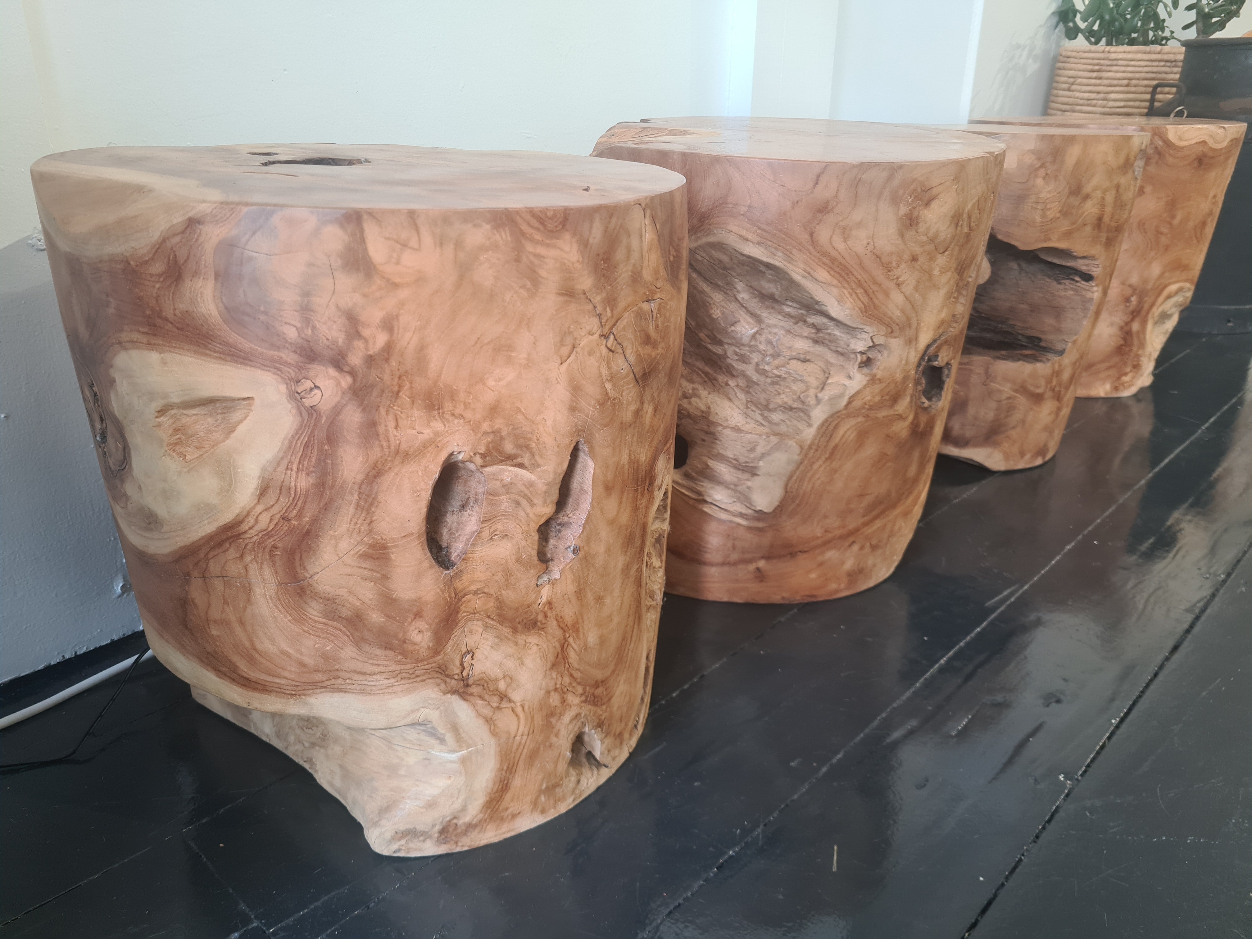Solid Teak Wood Stump stools – Nationwide Curating